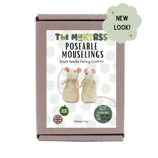 White Pose-able Mouseling Small Needle Felt Kit - makes two – The Makerss